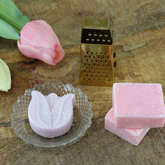 Tulp / rose – geurblokjes / amberblokjes set met kristal schaaltje ...