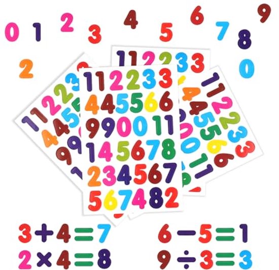 0 to 9 Number Stickers, Self Adhesive Digital/Colorful Number Sticker ...