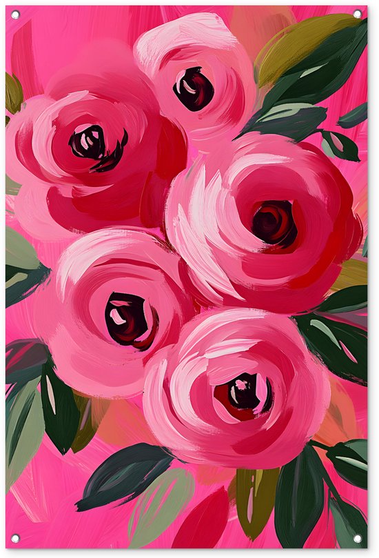 Tuinposter 80x120 cm - Tuindecoratie Bloemen - Verf - Roze - Poster ...