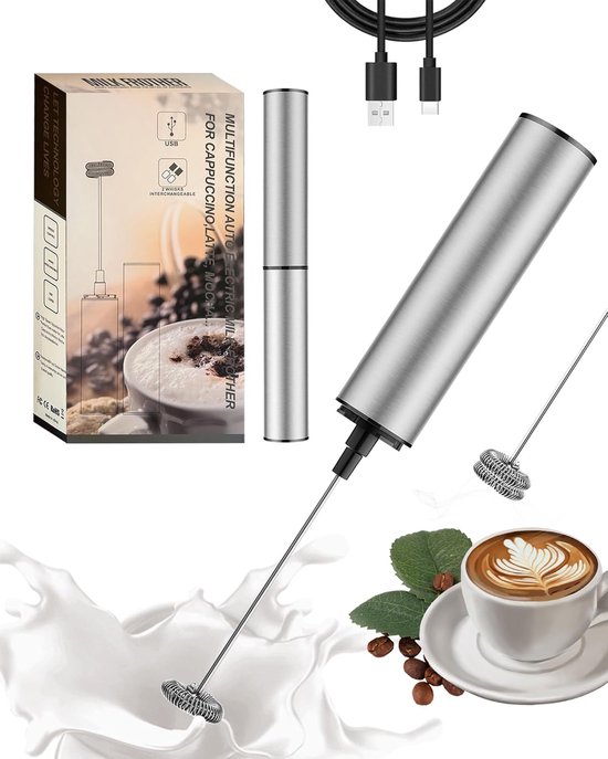 Oplaadbare Melkopschuimer met Deksel - Handmatige Koffie-opschuimer ...