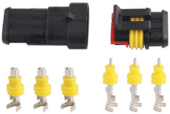 10 Kit 3 Pin Way Waterproof Electrical Wire Connector Plug Socket Male ...