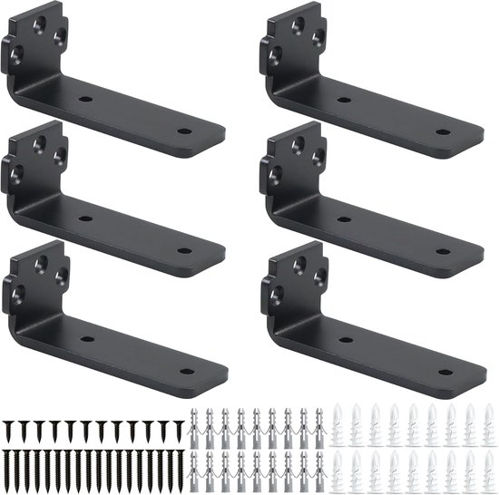 Pack of 6 Shelf Holders - 10 cm Metal Shelf Racks - 0.5 cm Thick - Wall ...