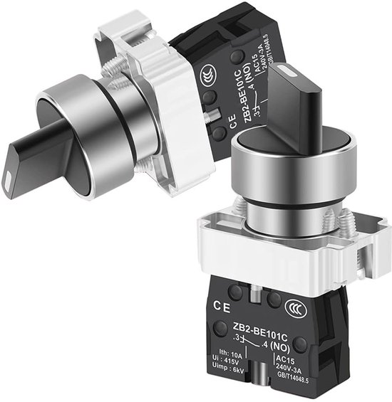Selector Rotary Latching Switch 1NO 2 Positions SPST, 600V 10A Maintain ...