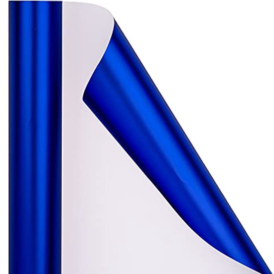 Blue Metallic Wrapping Paper - Mini Roll - Solid Color Matte Paper ...