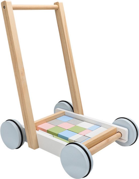 Buxibo - Houten Loopwagen met Blokken - Loopstoeltje - Baby Walker ...