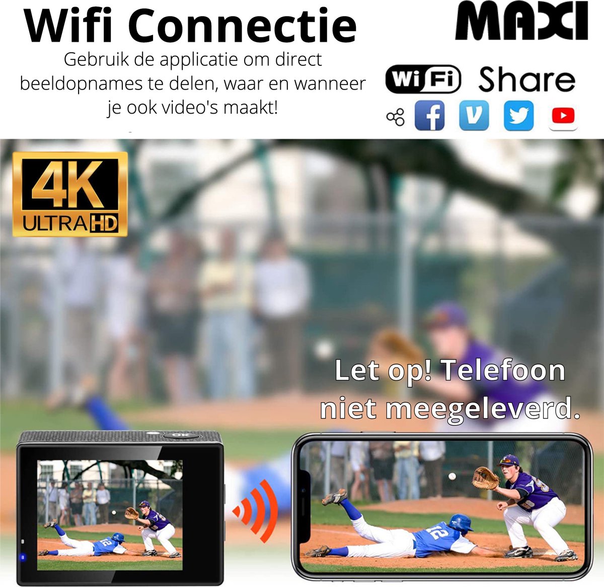 Maxi Go Pro – 4k Action Camera – Actie camera inclusief accessoires ...