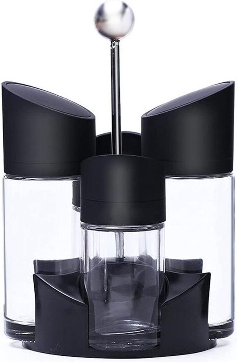 Menage set, 5 stuks, dispenser, zout en peper shakers met olie en azijn ...