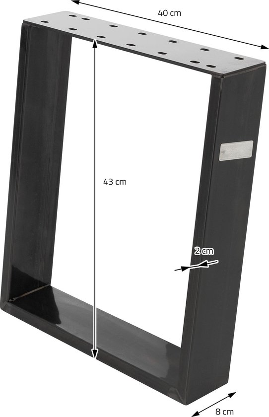 Tafelpoten 80GRAD helling Set van 2 40x43 cm Industrieel van staal ML ...