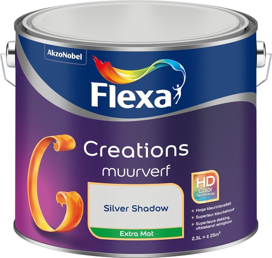 Flexa - Creations - Muurverf - Extra Mat - Silver Shadow - 2,5l | bol