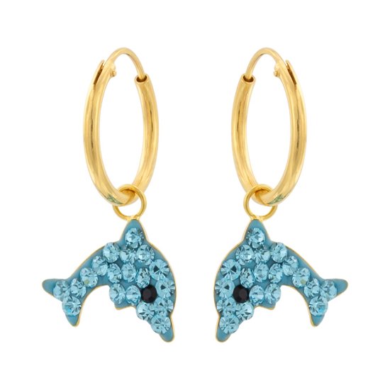 WeLoveSilver - kinderoorbellen - zilver - gold plated - dolfijn kristallen | bol