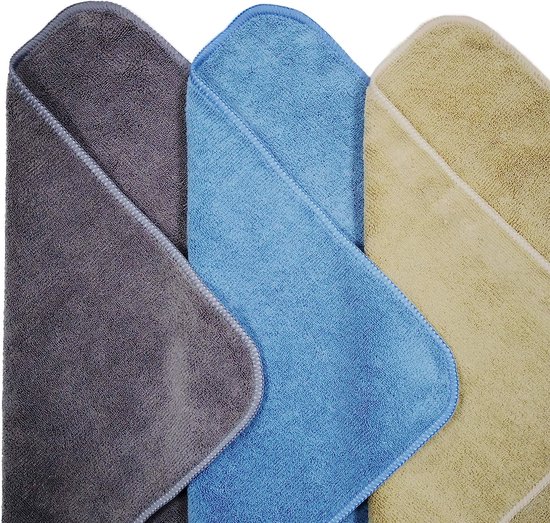 Professionele Microvezel Poetsdoeken - Blauw, Camel, Grijs - 36 x 36 cm ...