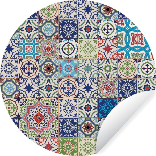 WallCircle - Muurstickers - Behangcirkel - Bloemen - Patronen - Groen - Blauw - 50x50... | bol