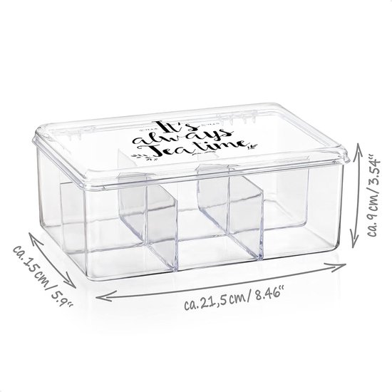 Opbergdoos voor thee en theezakjes - Theedoosje van transparant plastic ...