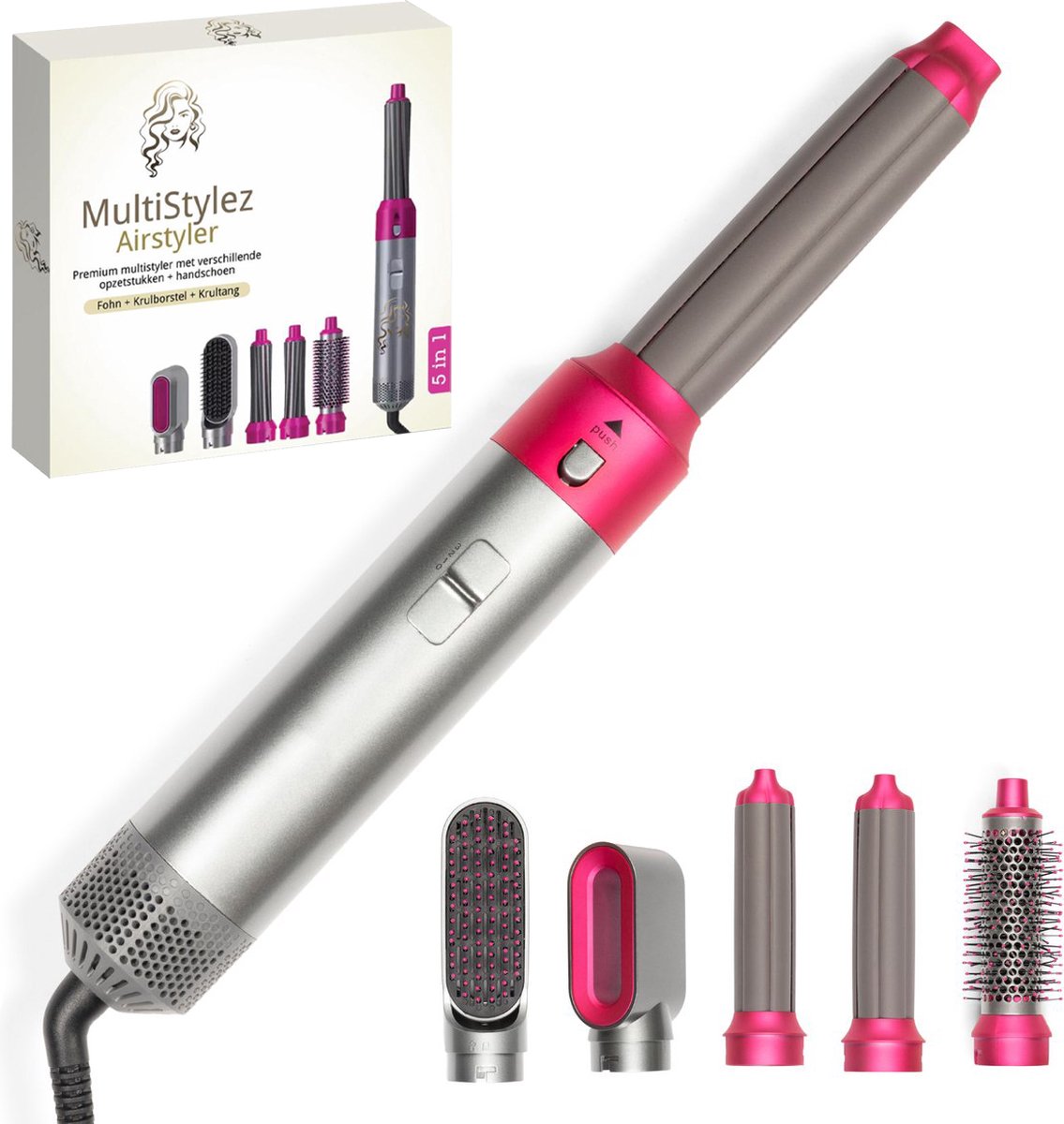 MultiStylez 5-in-1 Fohnborstel - Krultang - Krultang 5 in 1 - Stijltang ...