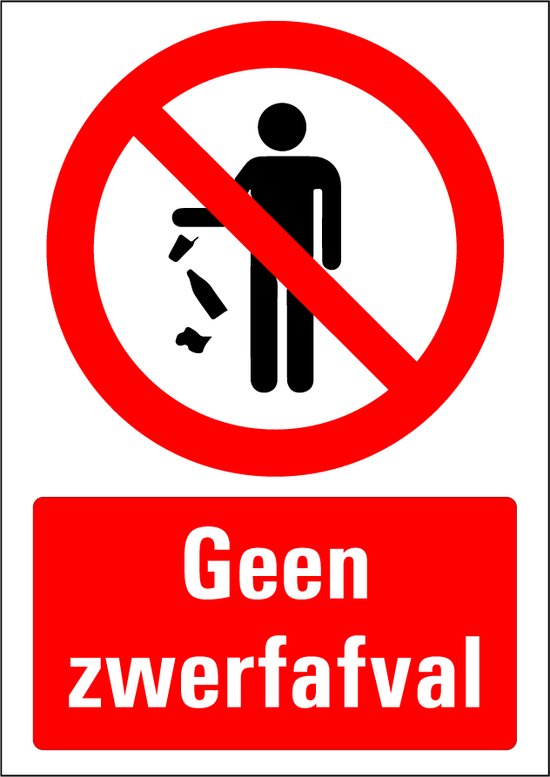 Geen zwerfafval sticker 210 x 297 mm | bol