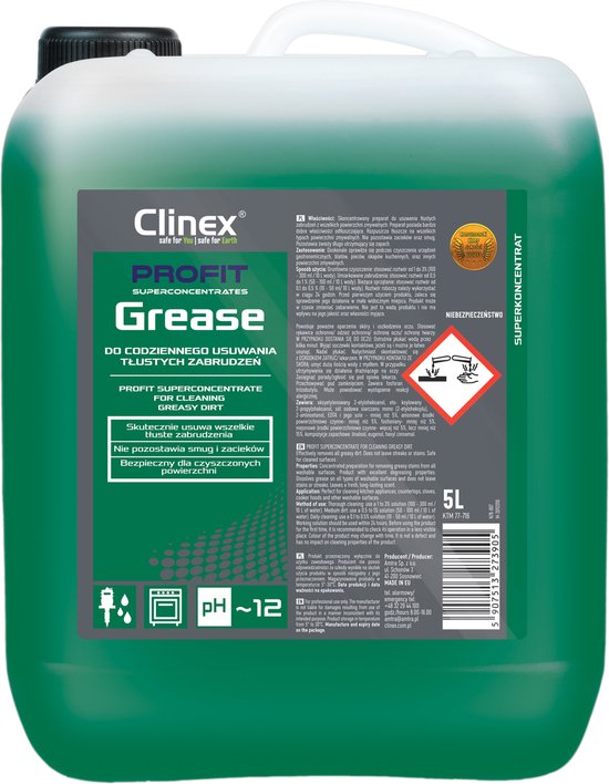 Clinex Profit Grease 5 liter super geconcentreerde ontvetter | bol