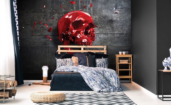 Fotobehang - Vlies Behang - Rode Schedel - Skull - 520 x 318 cm | bol