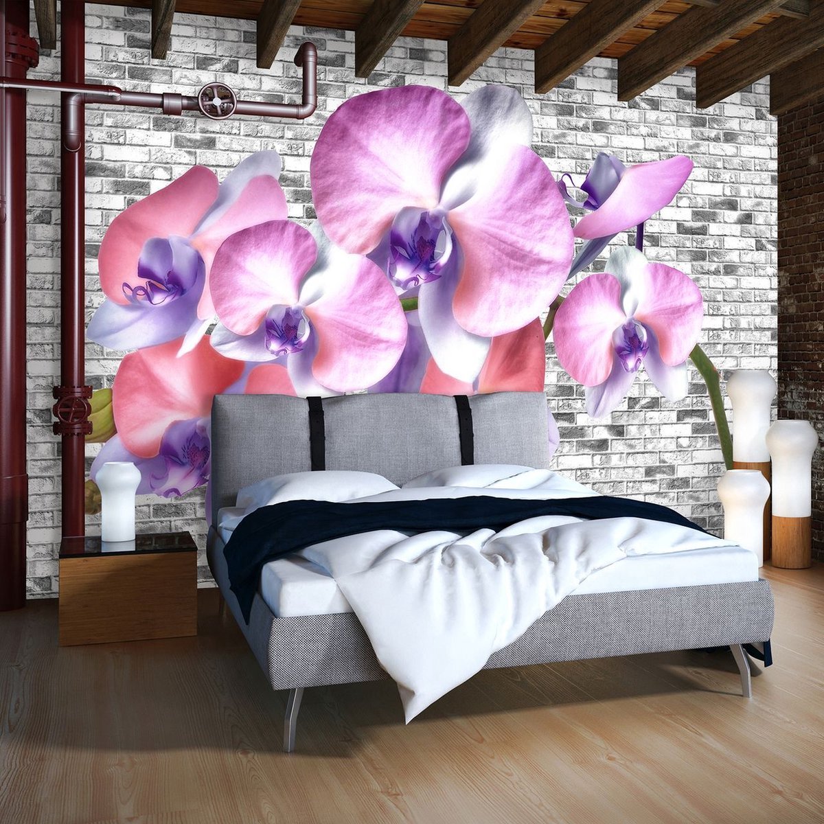 Fotobehang - Vlies Behang - Orchidee voor Bakstenen Muur - Bloemen ...