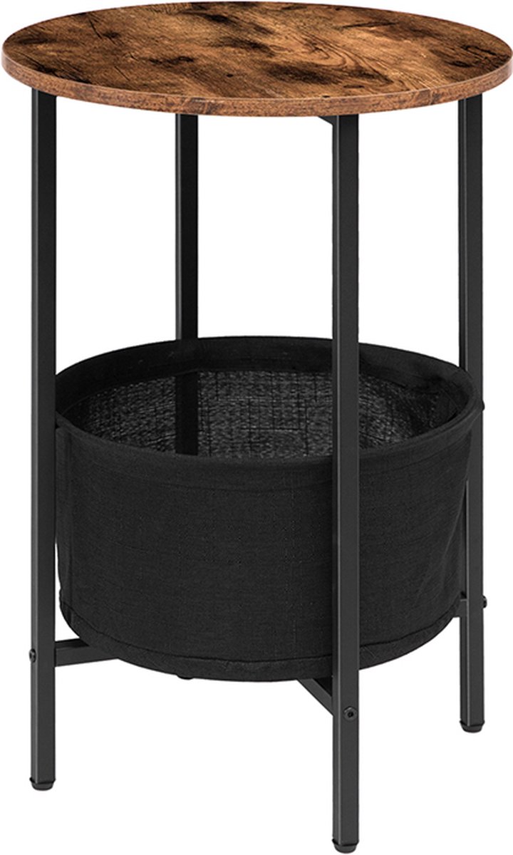 Hoobro Table d'appoint ronde, table basse, table de chevet avec panier ...