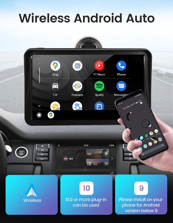 Navigatiesysteem 9 inch - Apple Carplay - Android Auto - Draadloos - Bluetooth | bol
