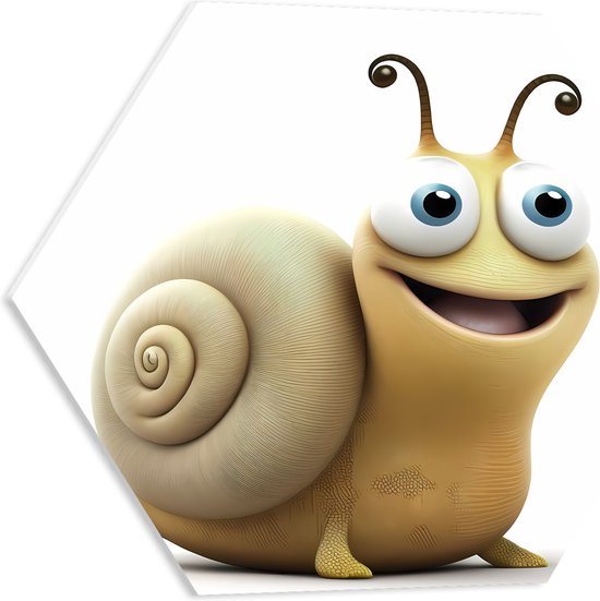 PVC Schuimplaat Hexagon - Cartoon van Blije Slak - 50x43.5 cm Foto op ...