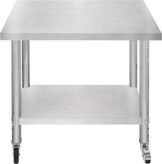 Catering Werkbank Tafel Roestvrijstalen Voedselbereiding Keuken Mobiel 4 x Zwenkwielen... | bol