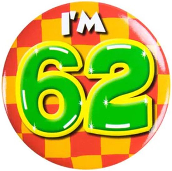 Button 62 Jaar - Button met speld (55mm) - Leeftijd badge - 62 Jaar ...