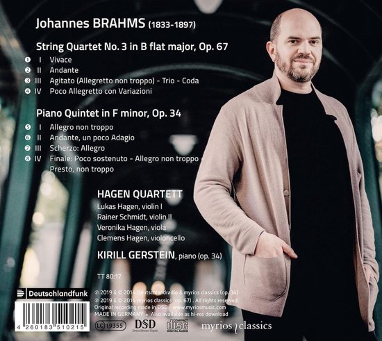 Johannes Brahms: String Quartet Op. 67 & Piano Quintet Op. 34, Hagen Quartett | CD... | bol.com