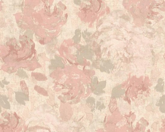 BLOEMEN BEHANG - Beige Creme Roze - Bloemenmotief - AS Creation ...