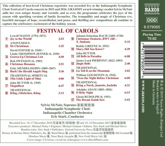 Sylvia McNair - Indianapolis Symphonic Choir - Eri - Festival Of Carols (CD), Eric... | bol