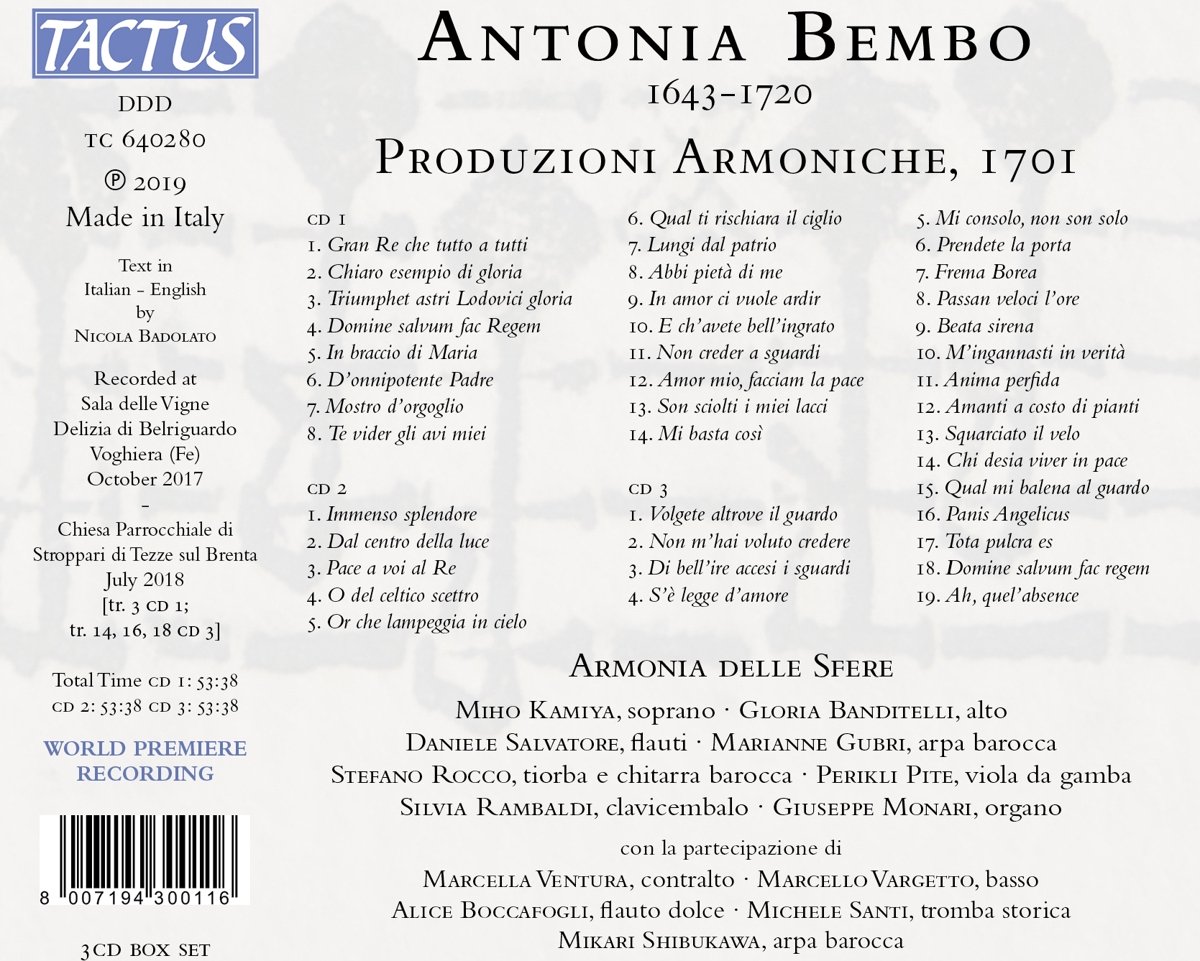 Armonia Delle Sfere - Vocal Music - Late Baroque - Historical ...