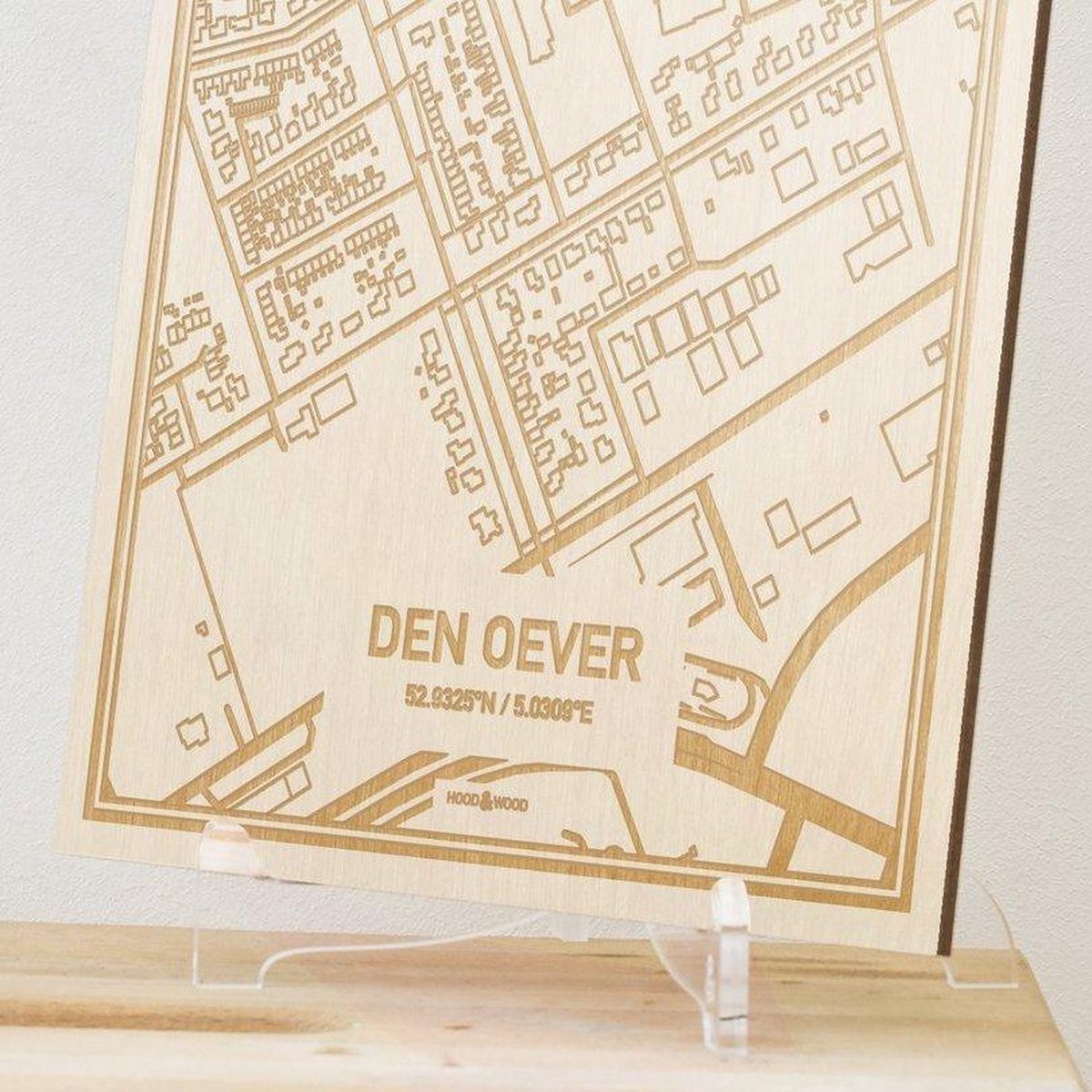 Kaart Den Oever - Gegraveerde stadskaart Hood&Wood - Hout, A4 | bol.com