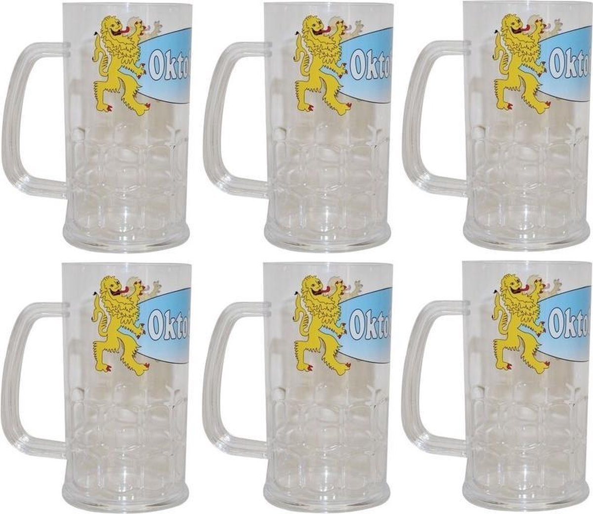 6x Oktoberfest bierpullen 14 cm - Plastic bierglazen bierpullen 500 ml -... | bol.com