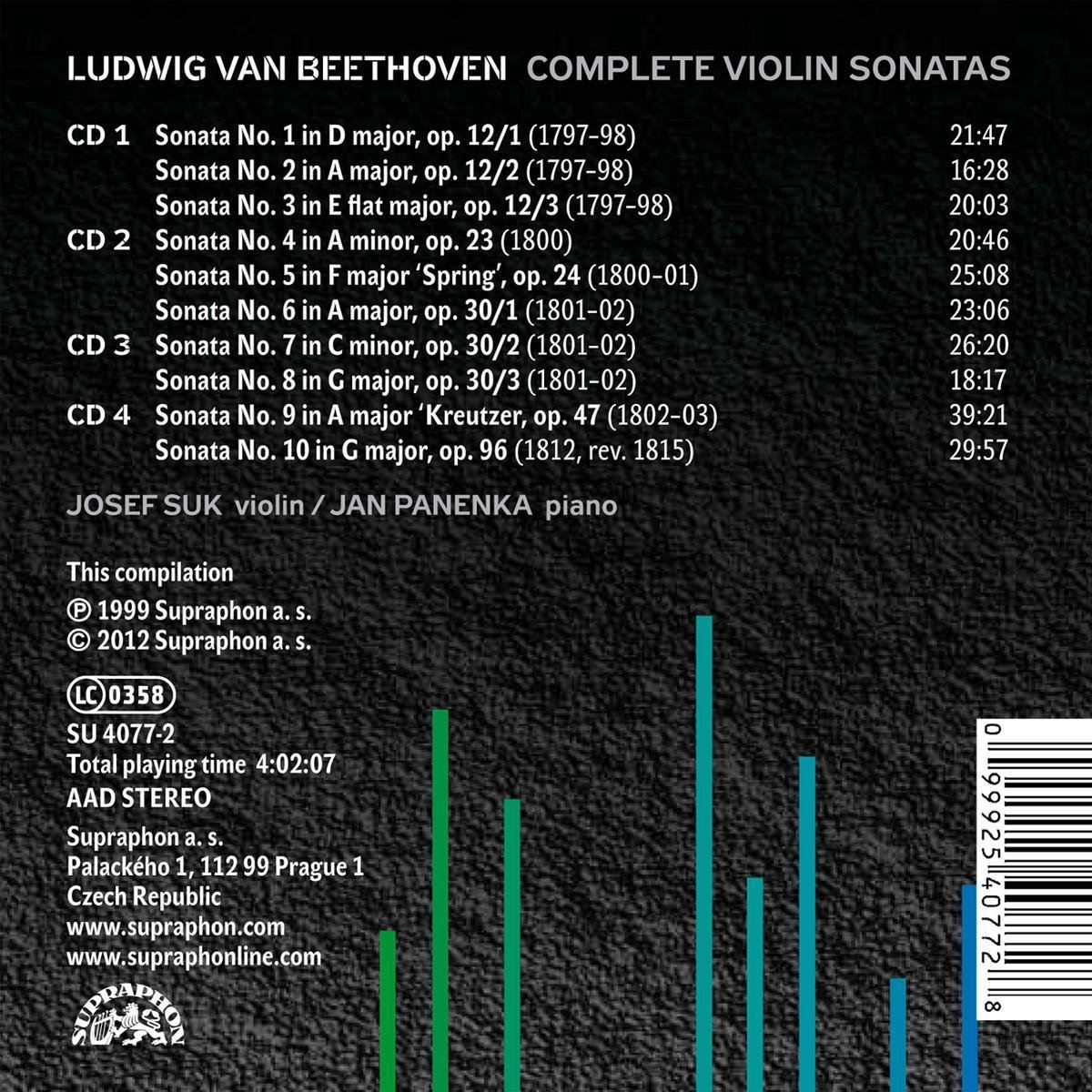 Jan Panenka, Josef Suk - Beethoven: Complete Violin Sonatas (4 CD), Josef Suk | Muziek | bol.com
