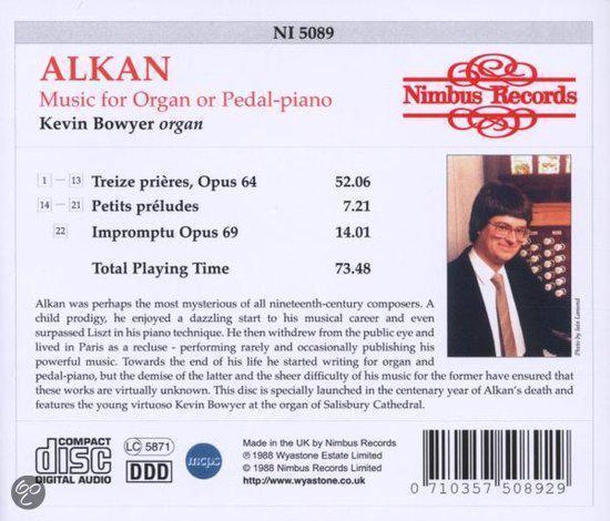 Bowyer - Alkan: Organ Music (CD), Kevin Bowyer | Muziek | bol.com