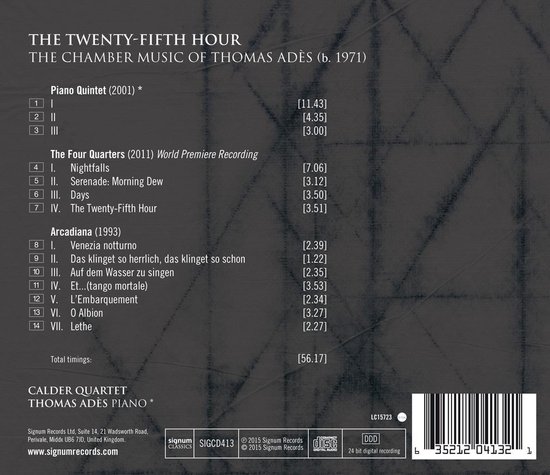 The Twenty-Fifth Hour. The Chamber Music Of Thomas, Calder Quartet | CD ...