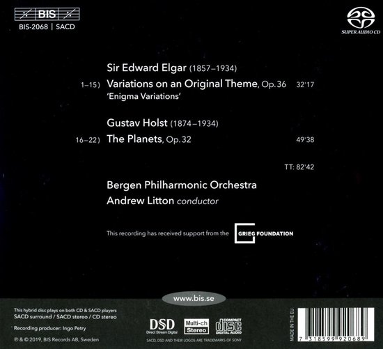 Bergen Philharmonic Orchestra, Andrew Litton - The Planets & Enigma ...