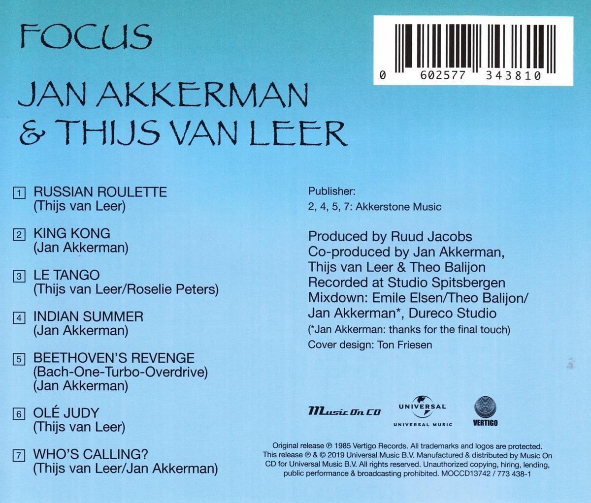 Focus, Jan Akkerman & Thijs van Leer | CD (album) | Muziek | bol.com