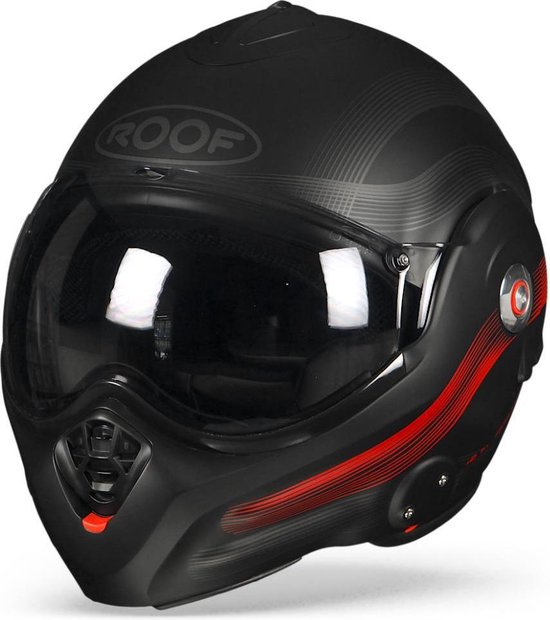 Casque modulable ROOF Desmo 3 Streamline Matt Zwart Titan Red - Casque ...