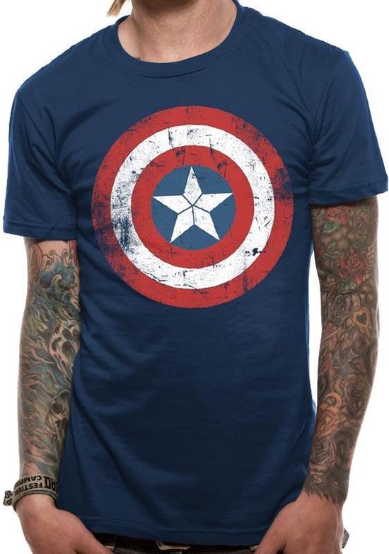 Marvel Civil War Captain America Distressed Shield Logo TShirt M | bol.com