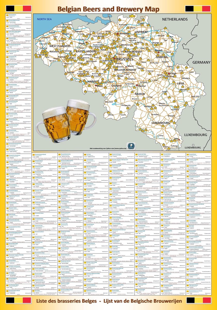 Belgian Beers and brewery map Poster. | bol.com