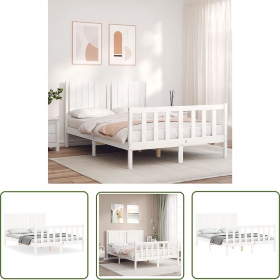 The Living Store Bedframe zonder matras massief grenenhout wit 140x200 cm - Massief... | bol