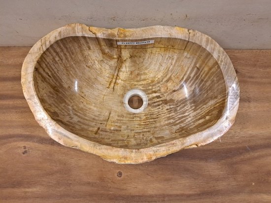 Waskom van versteend hout - 46x31x15cm - FL22771 | bol