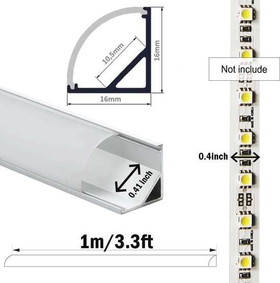 LED Aluminium Profiel voor Strips - 6x100cm met Melkachtige Afdekking ...
