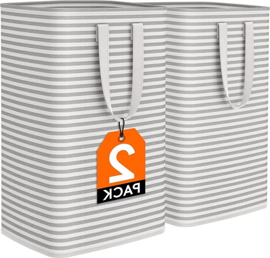 Grote opvouwbare wasmand 80L - gemakkelijk te dragen met verlengde handgrepen - grijs... | bol