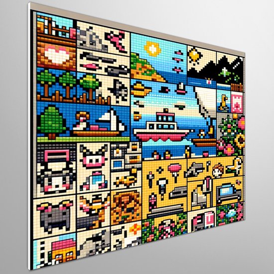 Pixel art relief schilderij | Reliëf van digitale pixels: een kunstwerk ...
