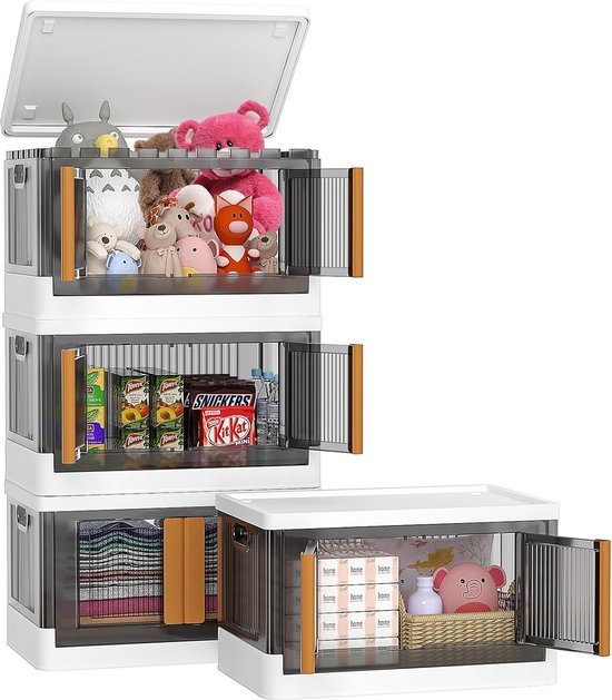 JGS ® Ruime Opbergboxen met Deksel en Wielen - 72L, Set van 4 ...