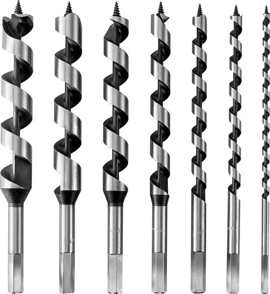 Auger Drill Bit Set 7 Piece Set - Hardened Alloy Steel Ship Auger Bit ...