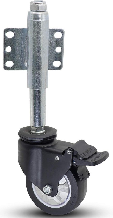 Heavy Duty Spring Load Gate Caster with Brake - Metal Housing, Ball ...