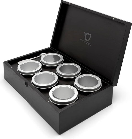 Grote theedoos van zwart hout - 355 x 208 cm - Theedoos zonder venster ...